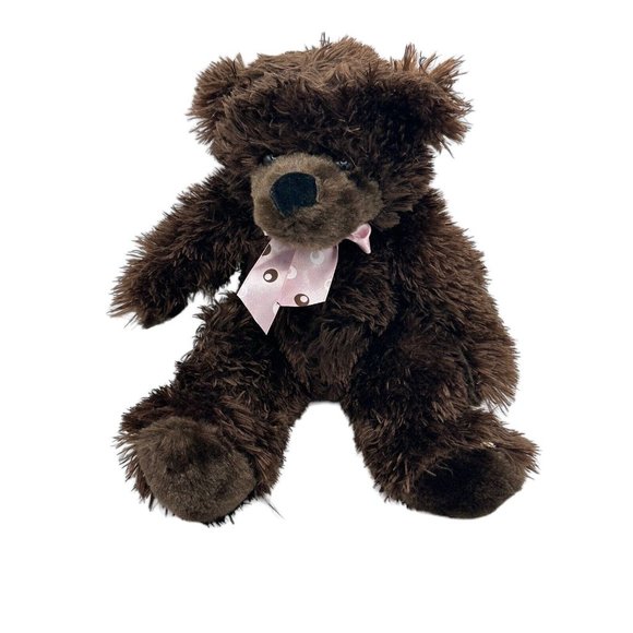 Dan Dee | Toys | Dan Dee Chocolate Brown Bear Plush 3 Inch Pink Ribbon ...